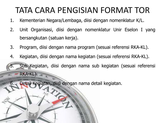 TATA CARA PENYUSUNAN TOR | PPTX