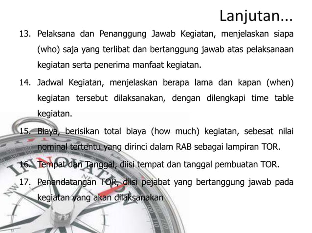 TATA CARA PENYUSUNAN TOR | PPTX