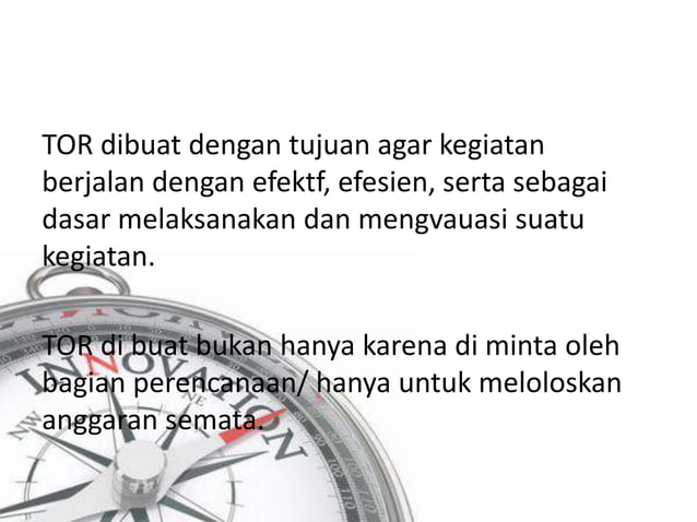 TATA CARA PENYUSUNAN TOR | PPTX
