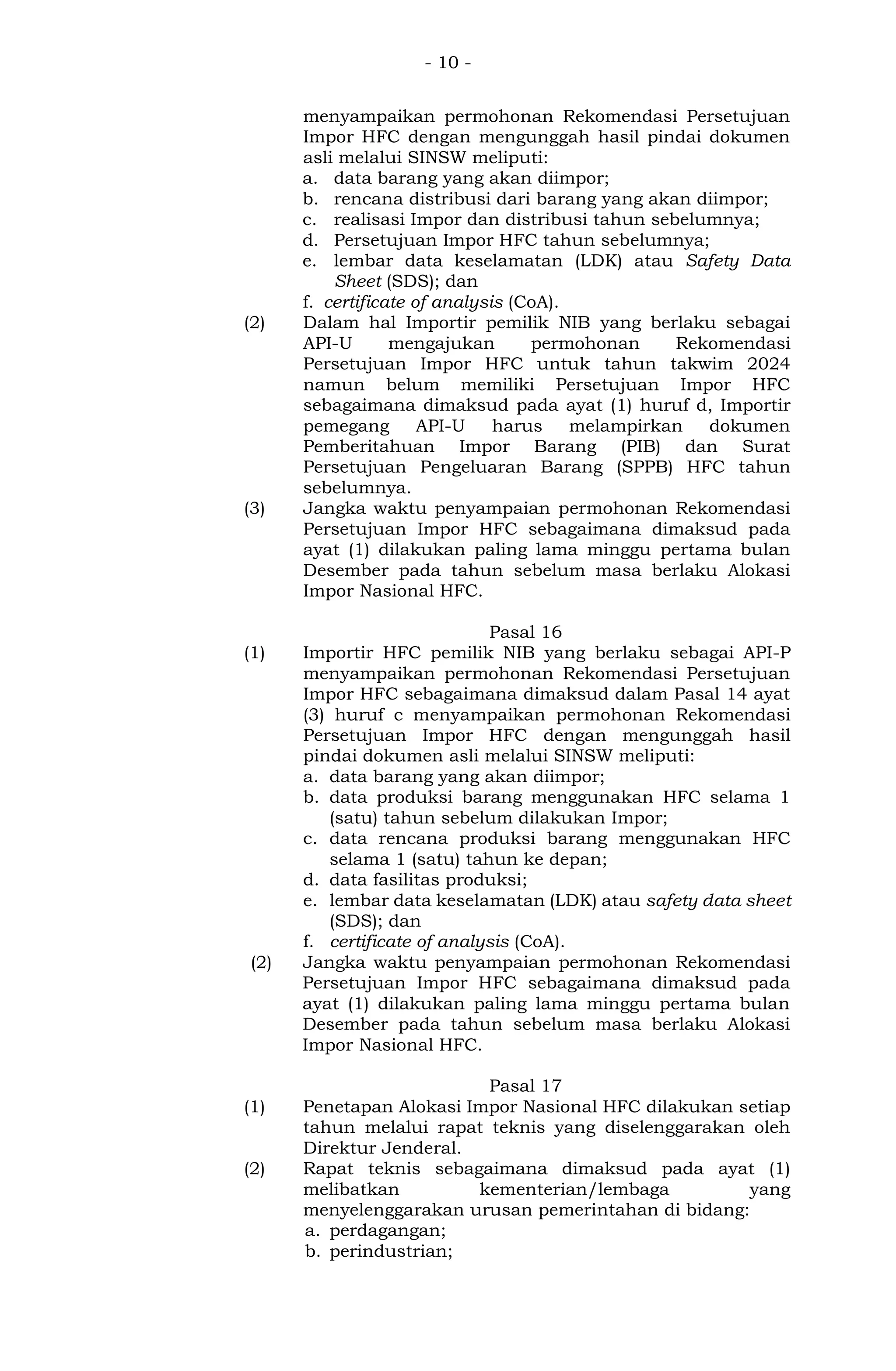 Tata Cara Penerbitan Rekomendasi Persetujuan Impor Bahan Perusak Lapisan Ozon dan ...