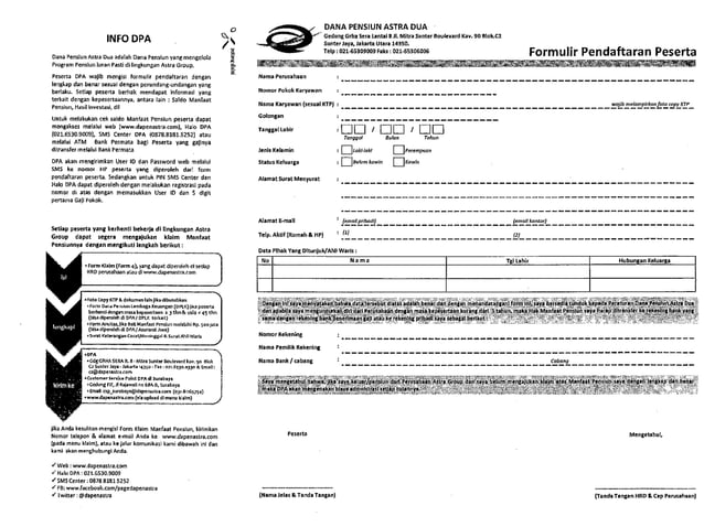 Tata cara pengisian form klaim manfaat pensiun dana | PPT