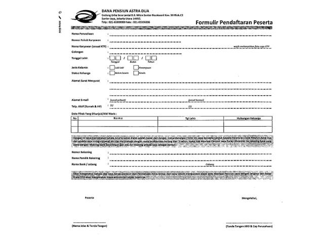 Tata cara pengisian form klaim manfaat pensiun dana | PPT
