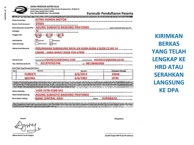 Tata cara pengisian form klaim manfaat pensiun dana | PPT