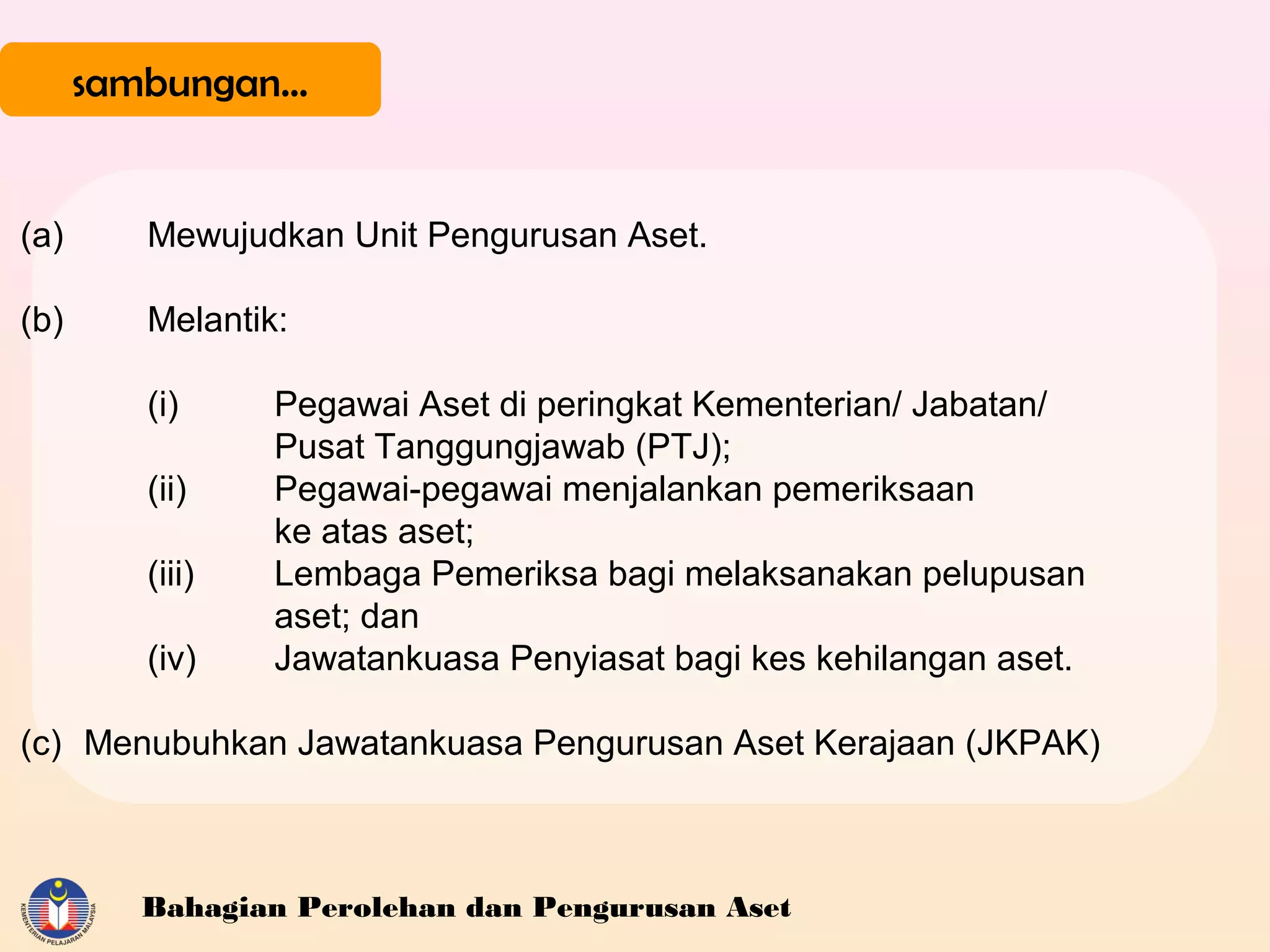 Tatacara pengurusan aset alih kerajaan | PPT