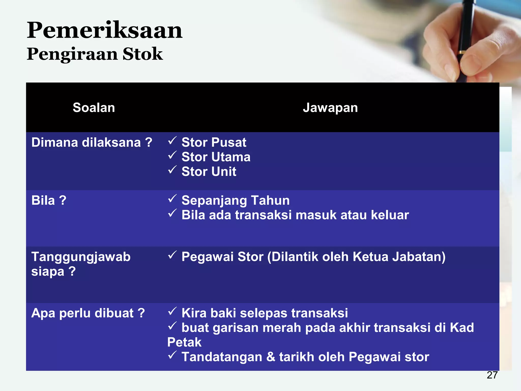 Tatacara Pengurusan Stor | PPT