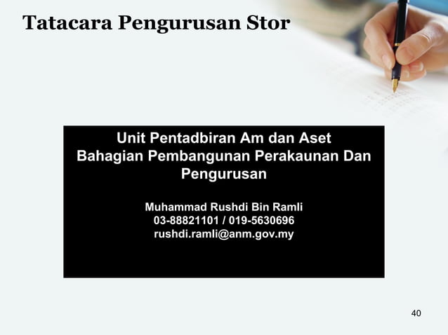 Tatacara Pengurusan Stor | PPT
