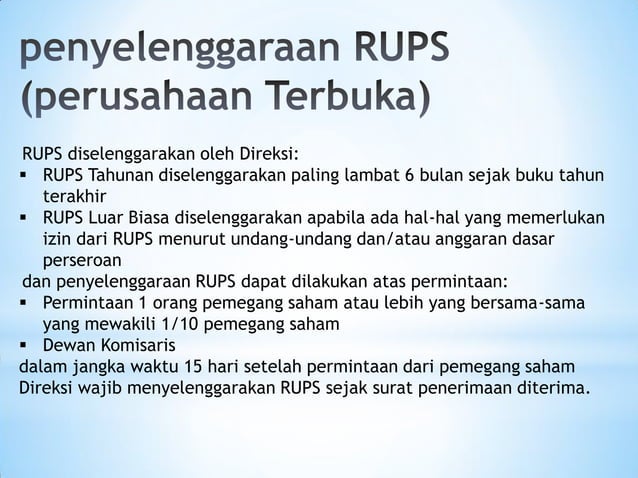 Tata cara penyelenggaraan rups perusahaan terbuka dan tertutup | PDF