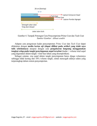 Tata cara penyemprotan prime coat dan tack coat beserta persyaratan alat yang digunakan | PDF