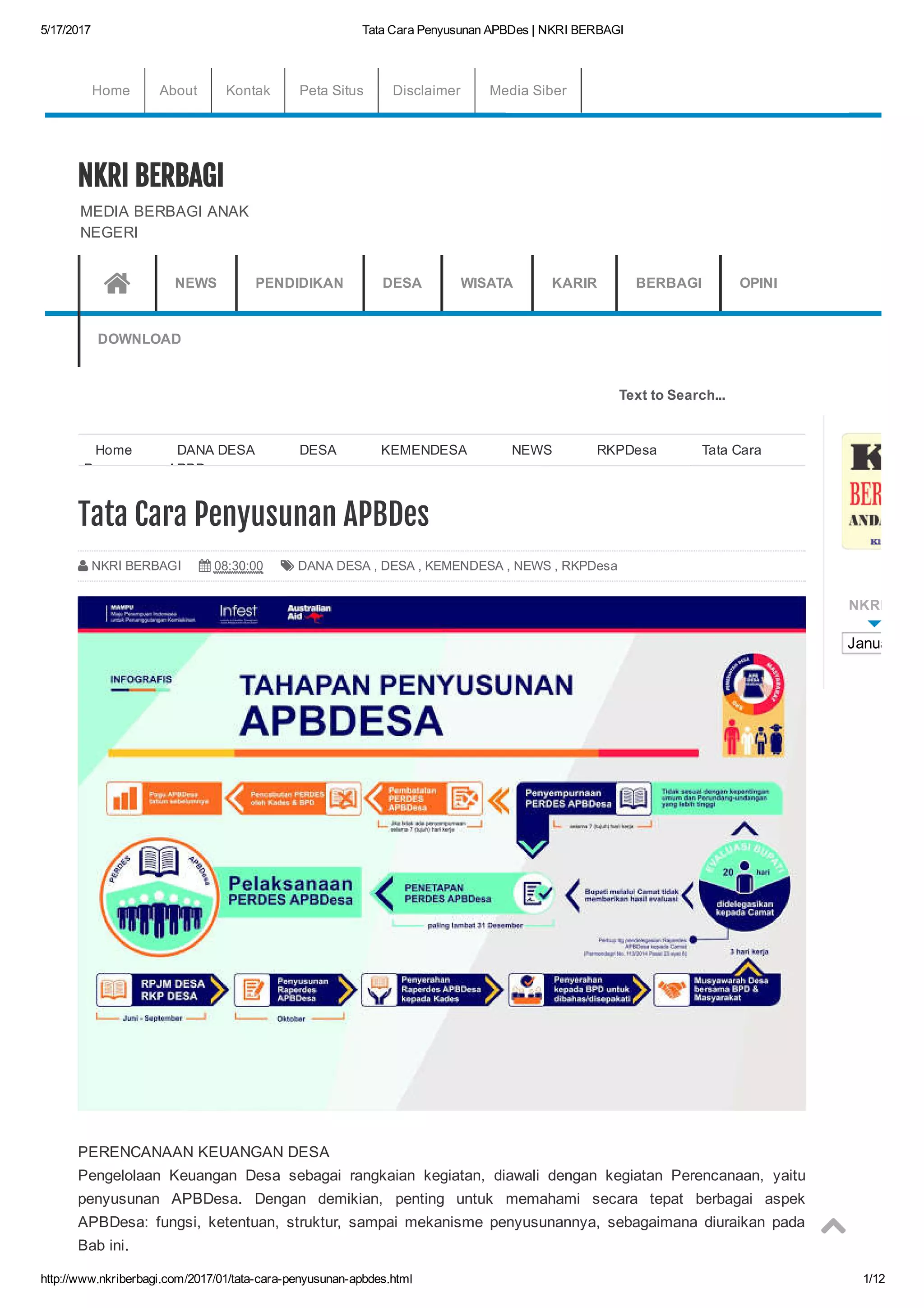 Tata cara penyusunan apb des nkri berbagi | PDF
