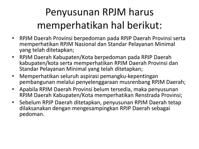Tata Cara Penyusunan RPJMD Kabupaten | PPSX