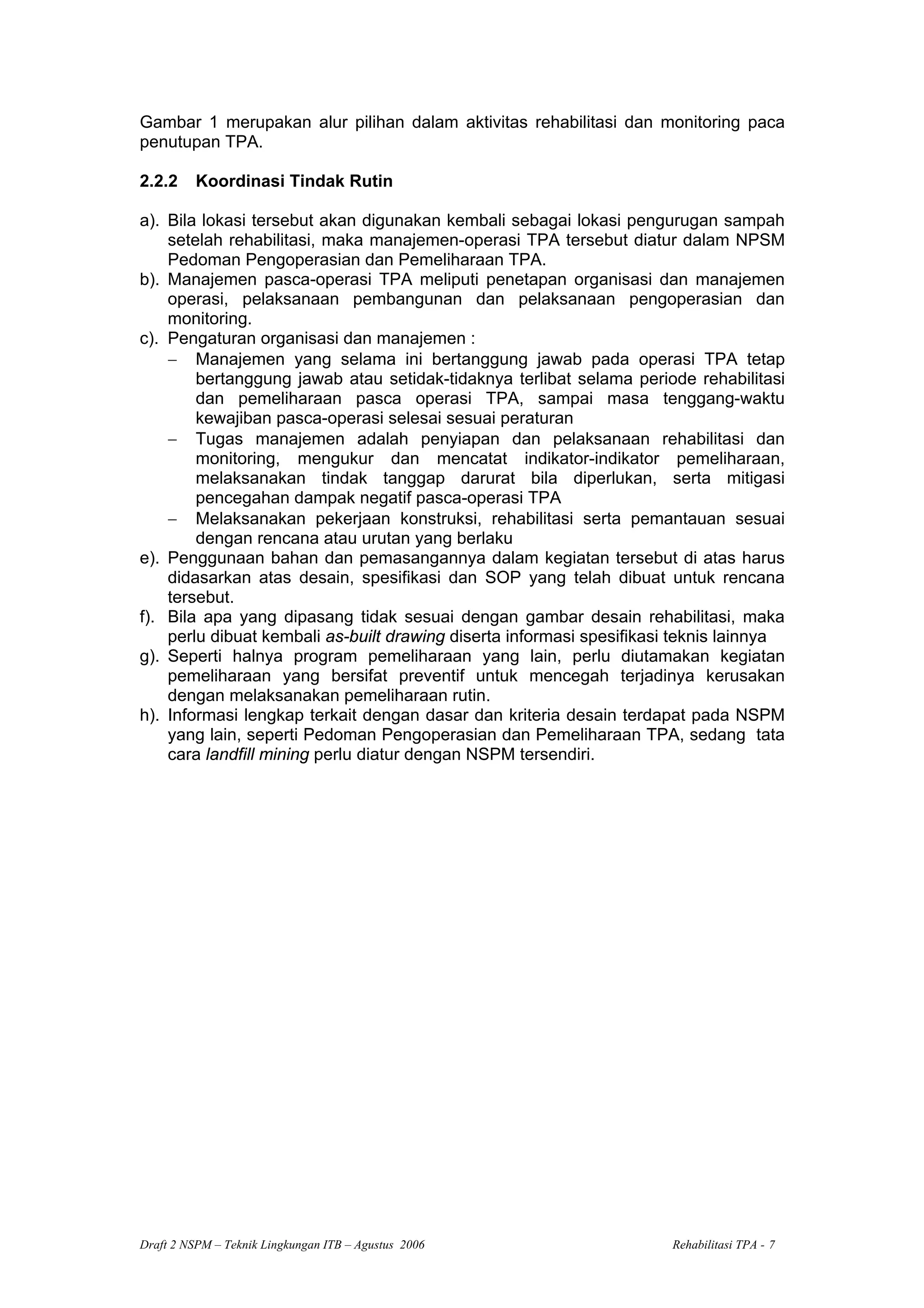 Tata cara rehabilitasi dan monitoring pasca penutupan tpa sampah | PDF