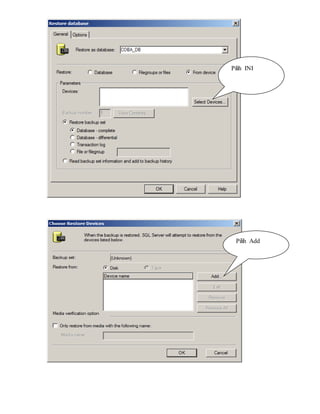 @Tata cara restore database microsoft sql server 2000 | PDF
