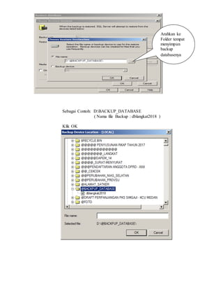 @Tata cara restore database microsoft sql server 2000 | PDF