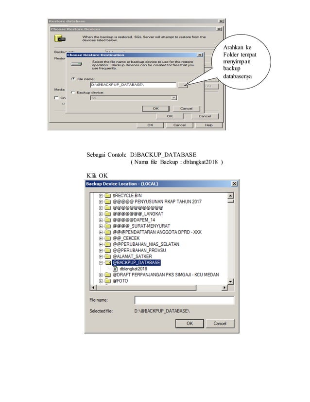 @Tata cara restore database microsoft sql server 2000 | PDF