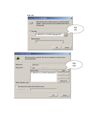 @Tata cara restore database microsoft sql server 2000 | PDF