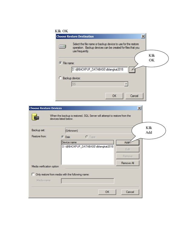 @Tata cara restore database microsoft sql server 2000 | DOC