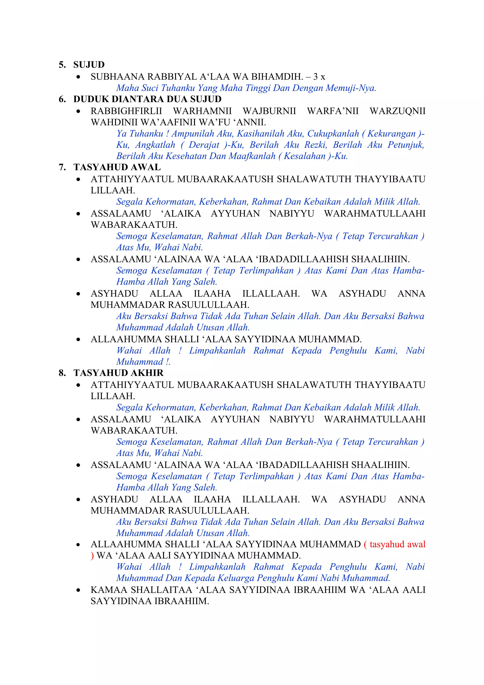 Tata cara sholat fardu | DOC