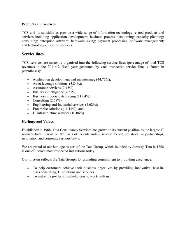 Tata consultancy services | PDF