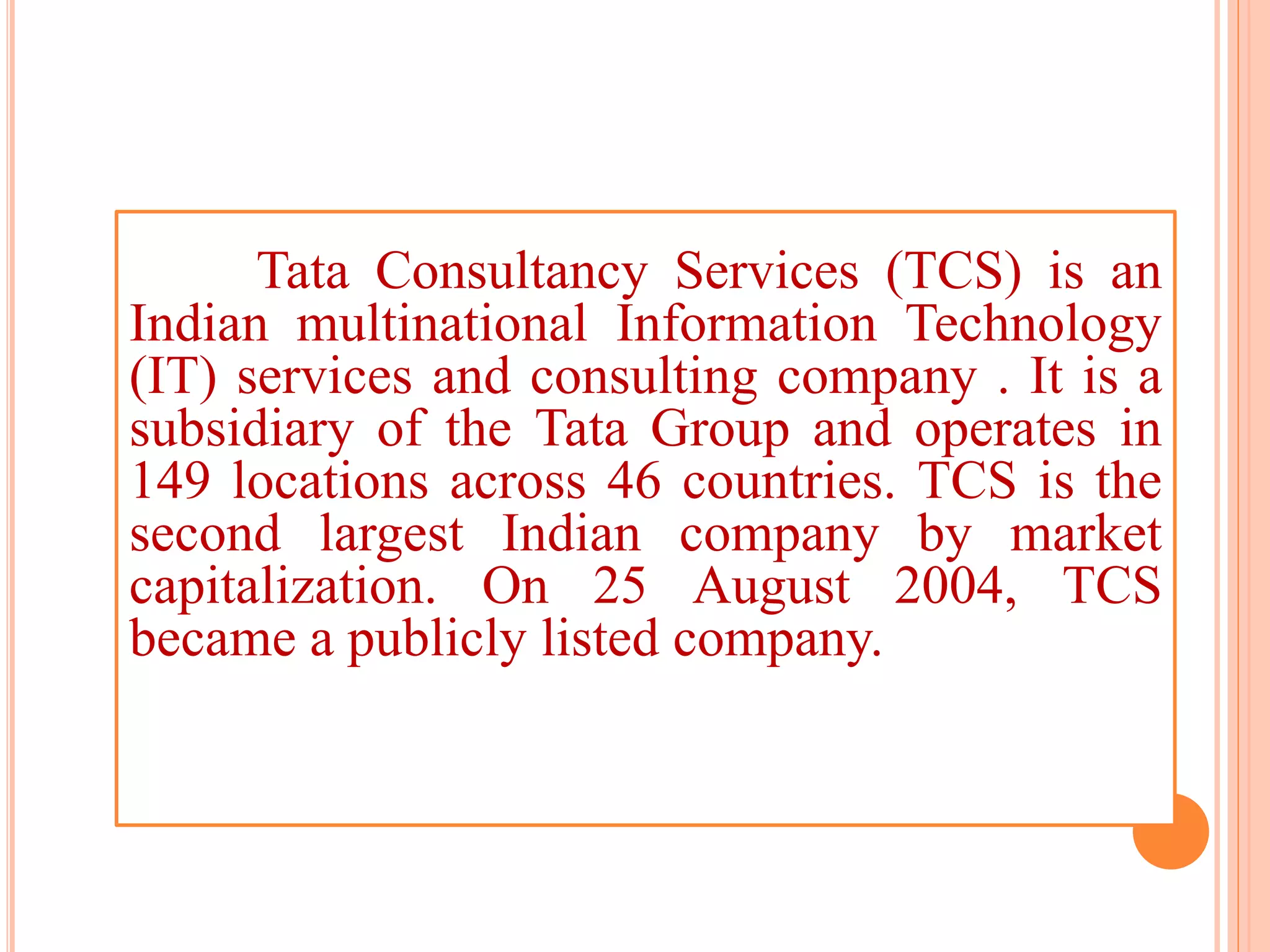 Tata consultancy services | PPTX | Business | Business and Finance