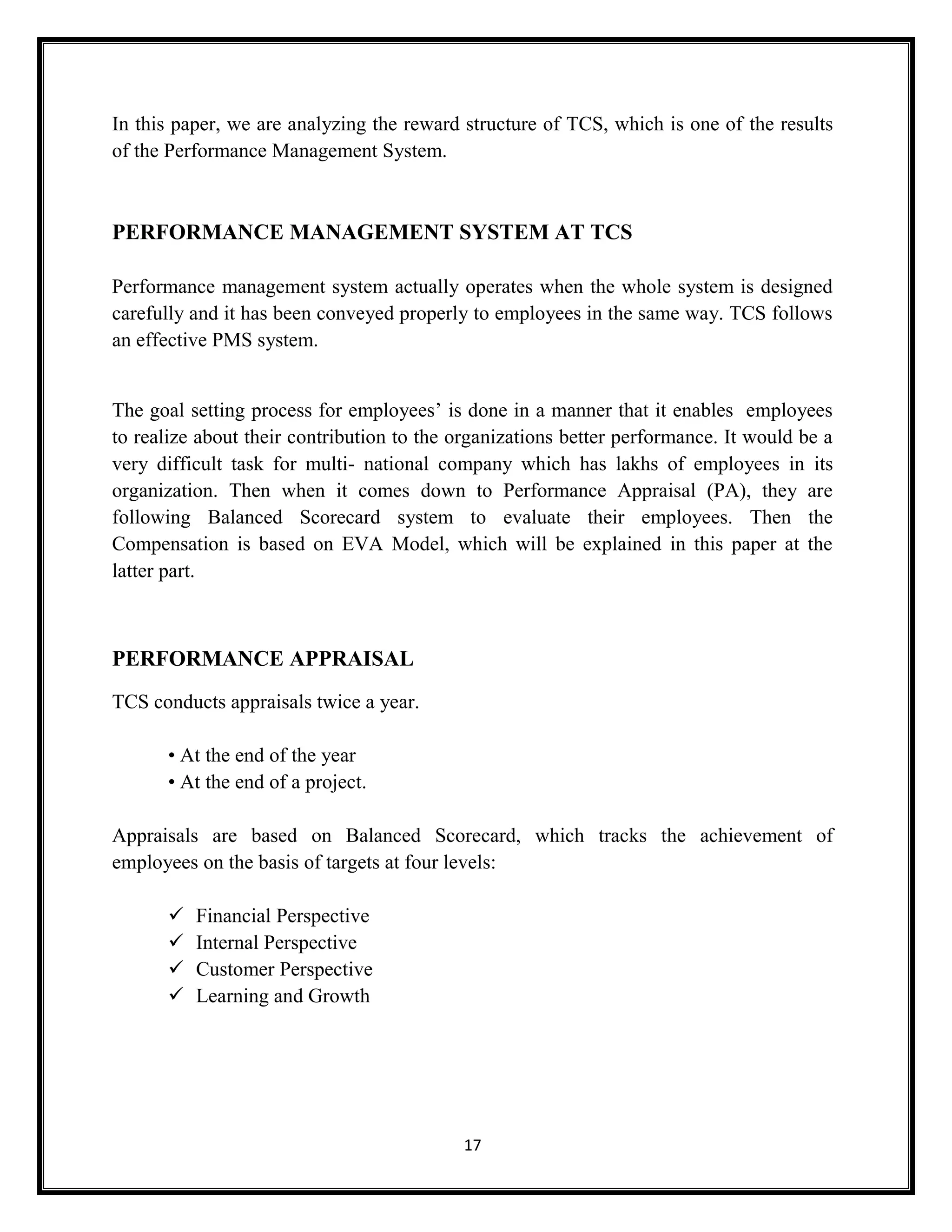 TCS - Reward System - Detailed Report | PDF