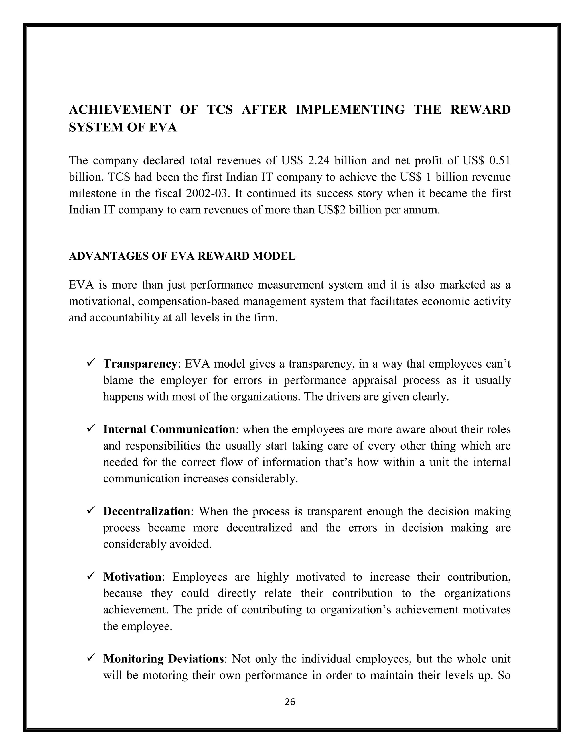 TCS - Reward System - Detailed Report | PDF