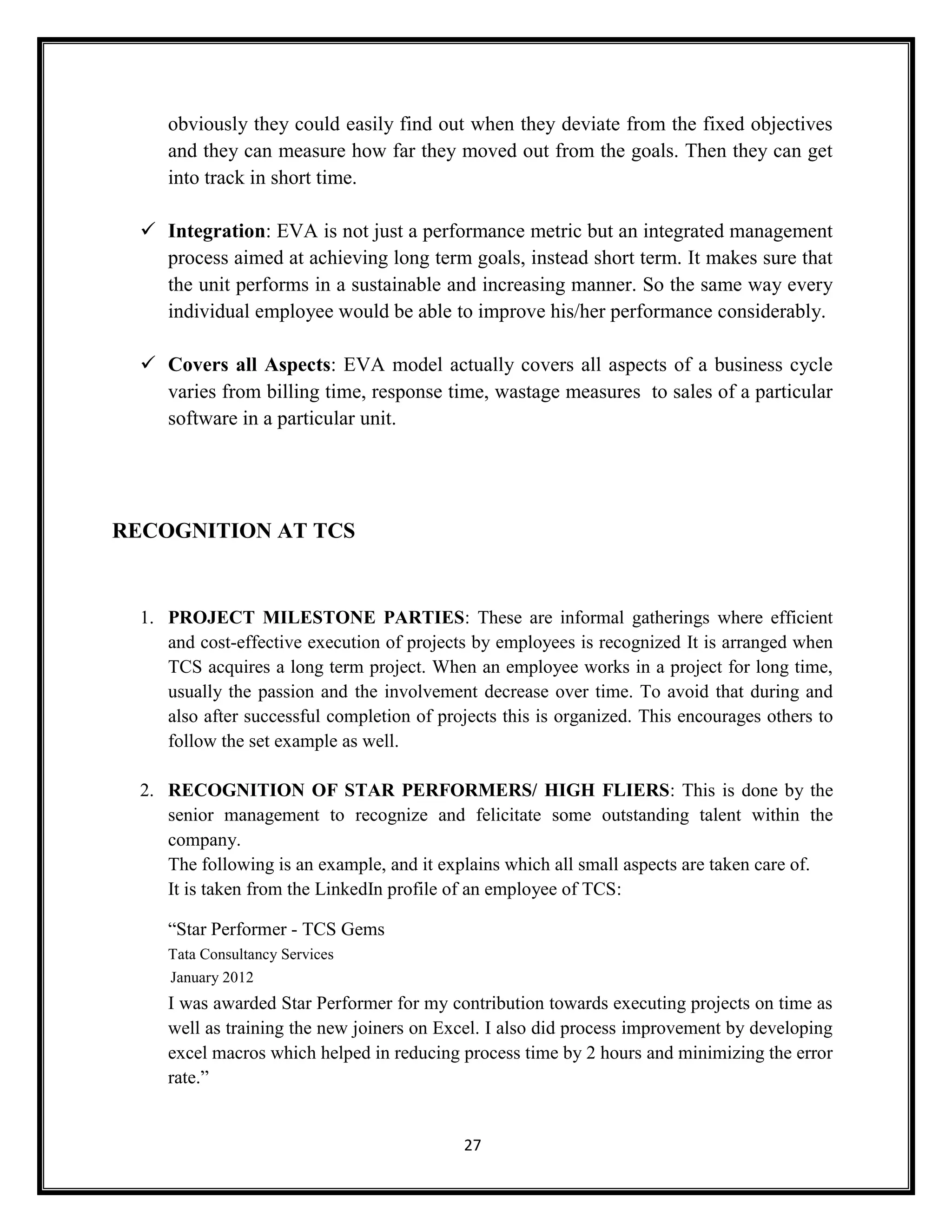 TCS - Reward System - Detailed Report | PDF