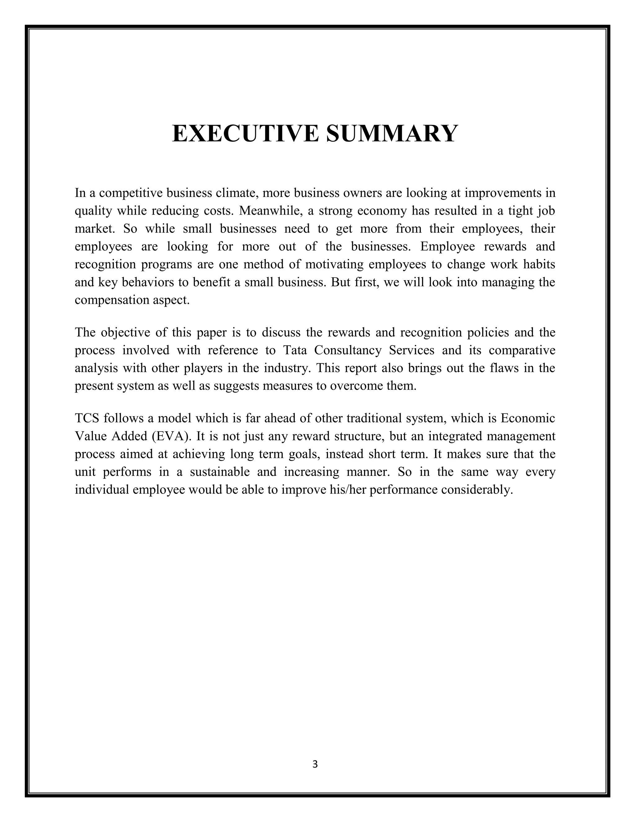 TCS - Reward System - Detailed Report | PDF