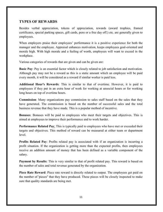 TCS - Reward System - Detailed Report | PDF