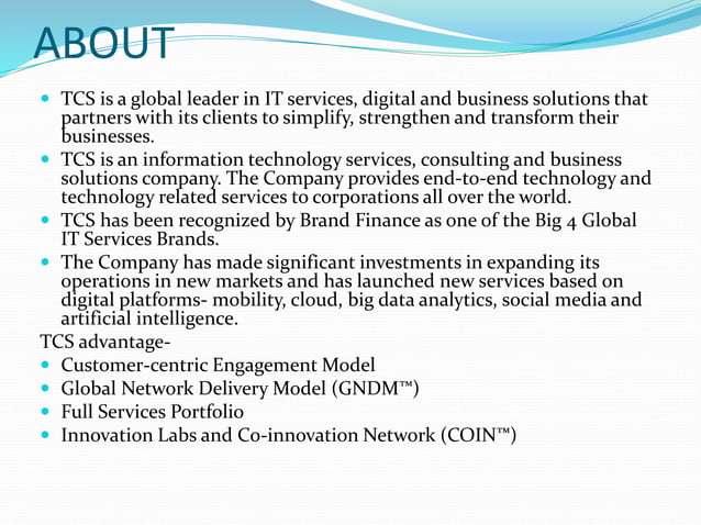 Tata consultancy services (tcs) | PPTX