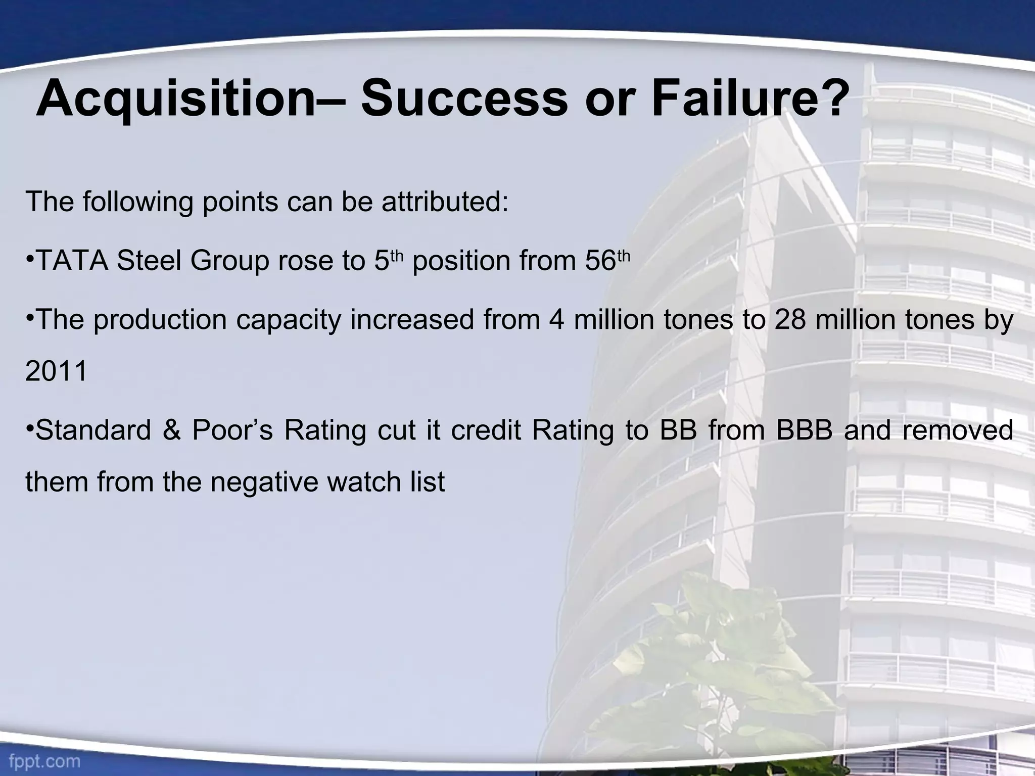 Tata corus case analysis | PPT