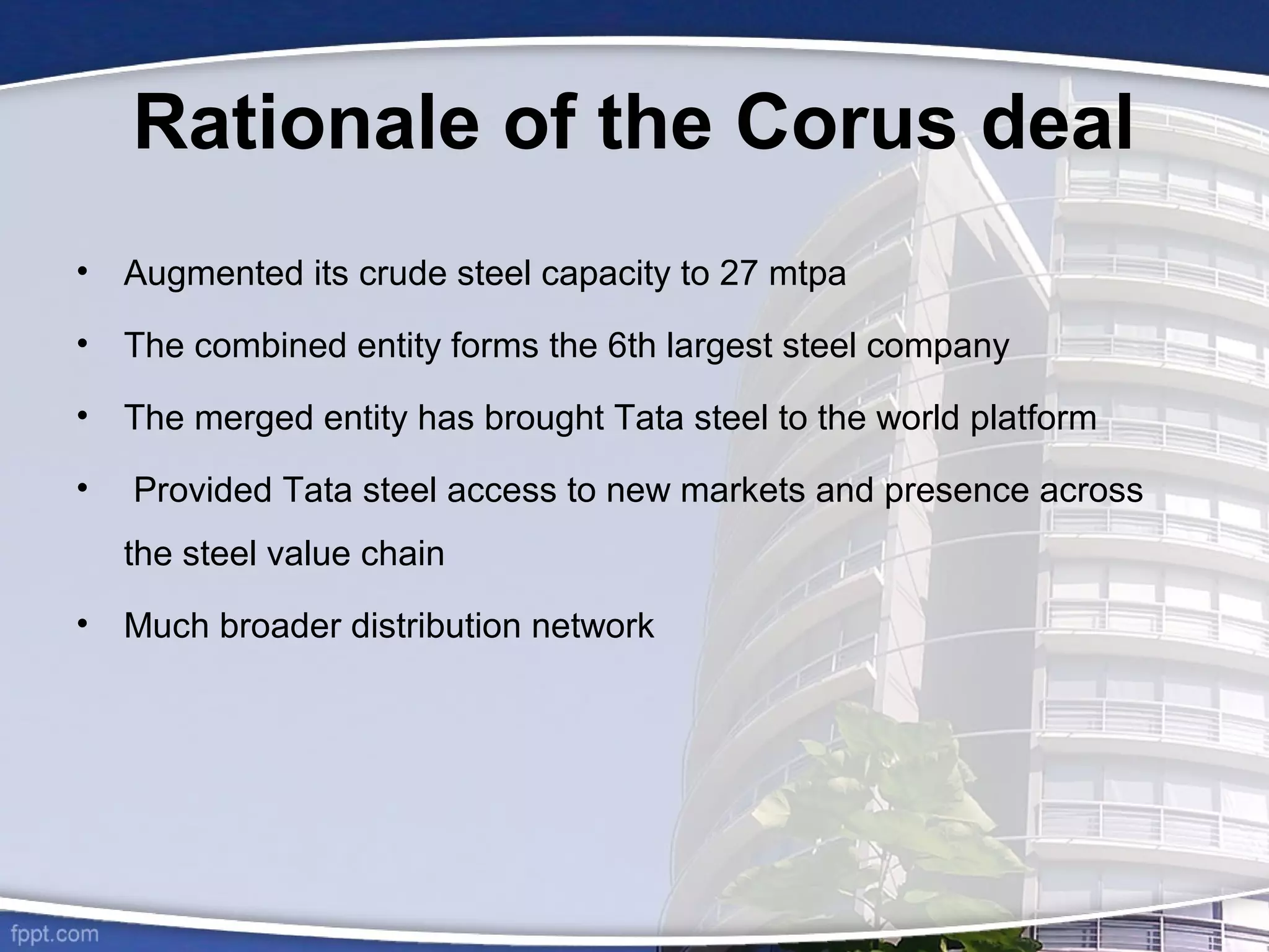 Tata corus case analysis | PPT