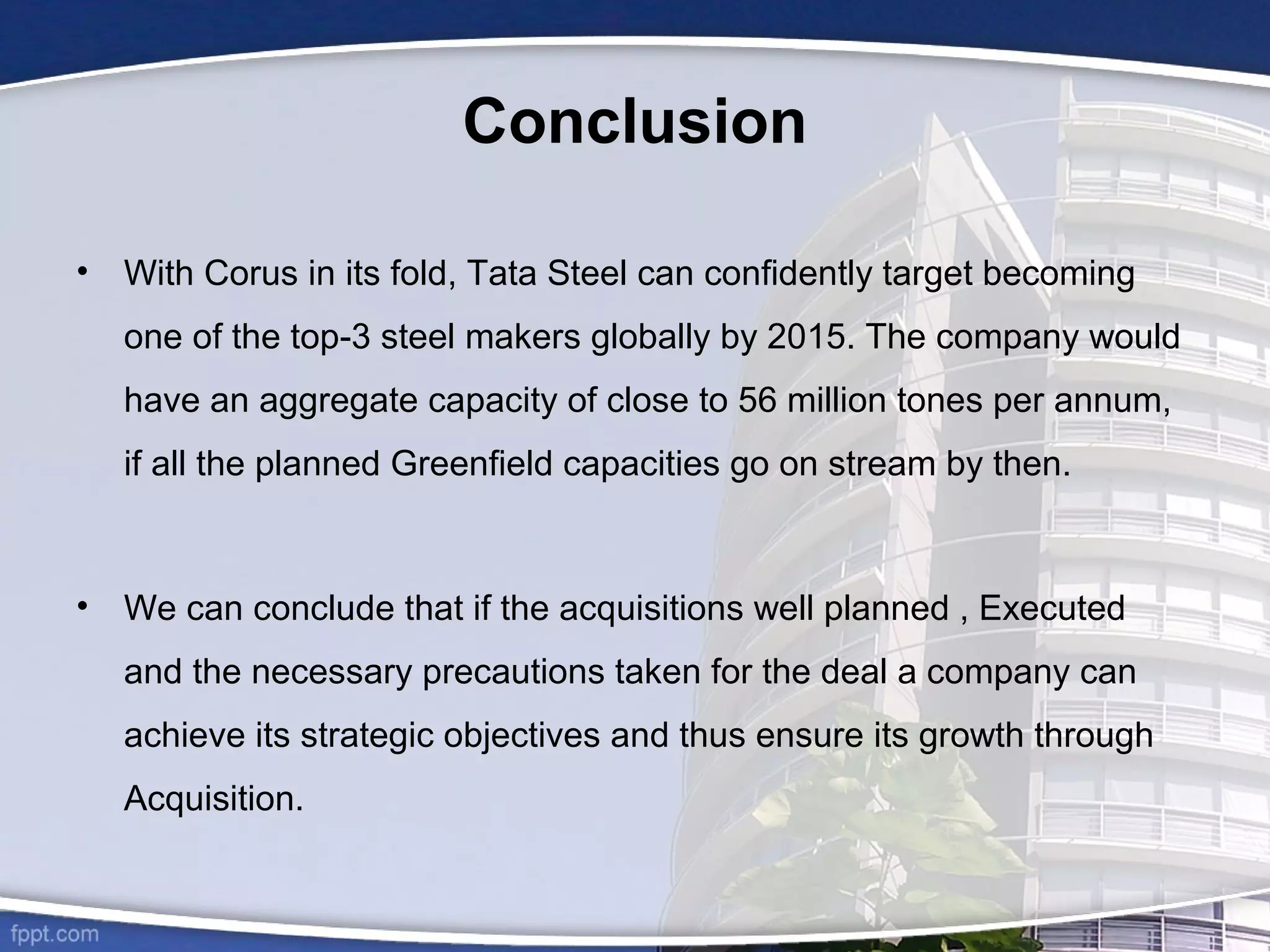 Tata corus case analysis | PPT