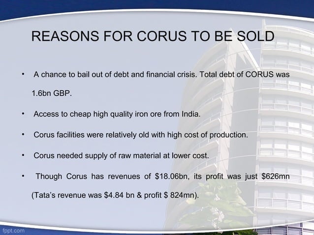Tata corus case analysis | PPT