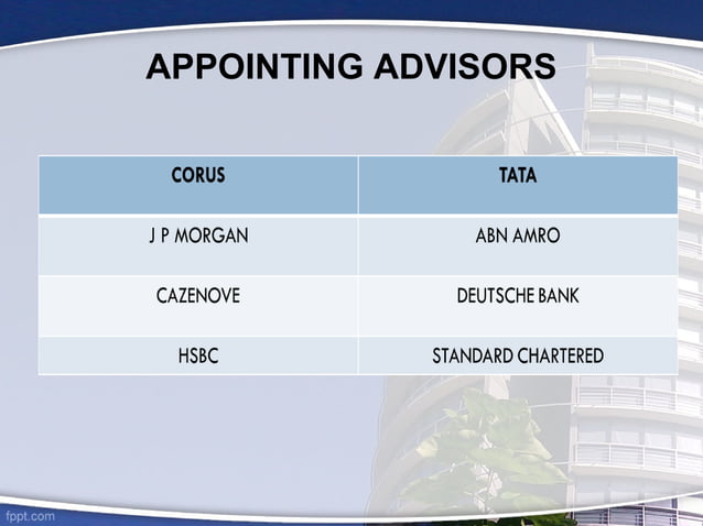 Tata corus case analysis | PPT