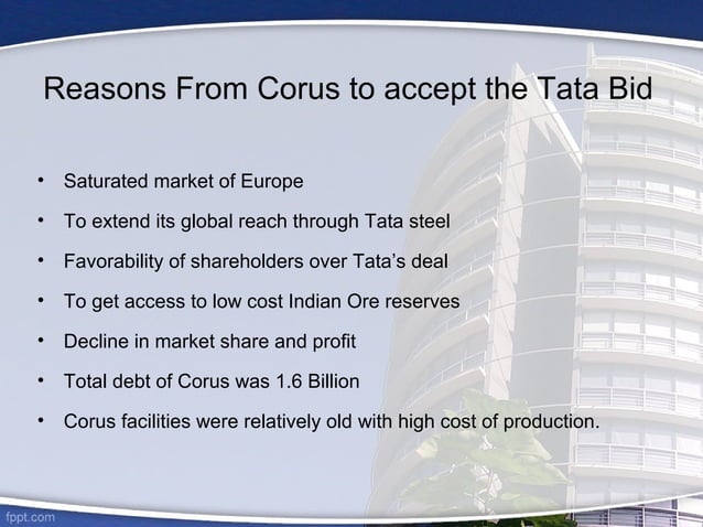 Tata corus case analysis | PPT