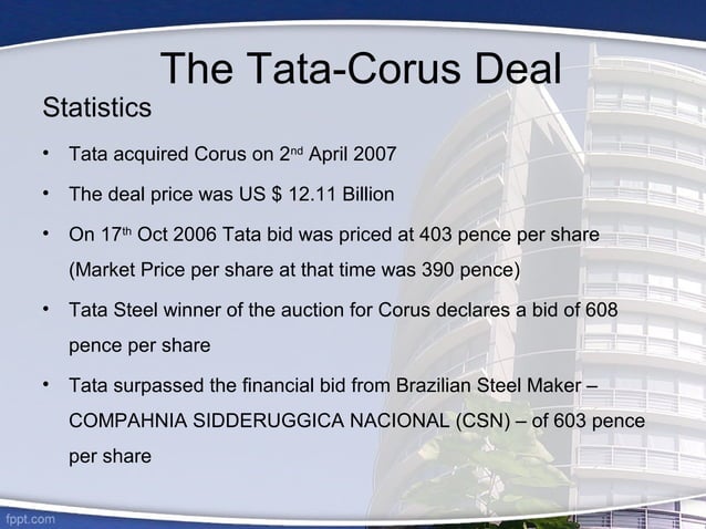Tata corus case analysis | PPT