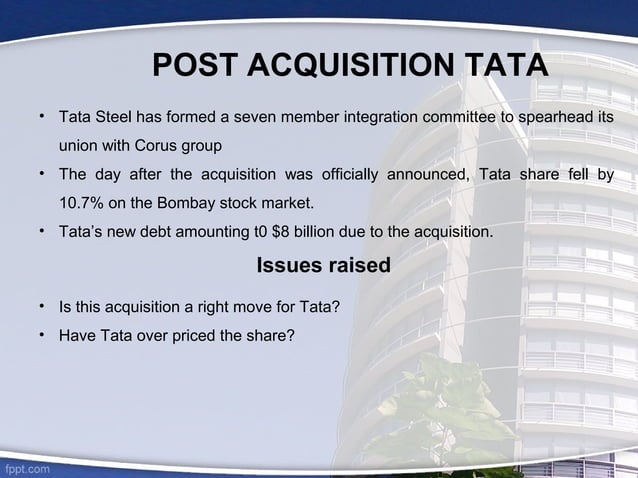 Tata corus case analysis | PPT