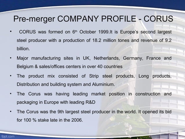 Tata corus case analysis | PPT