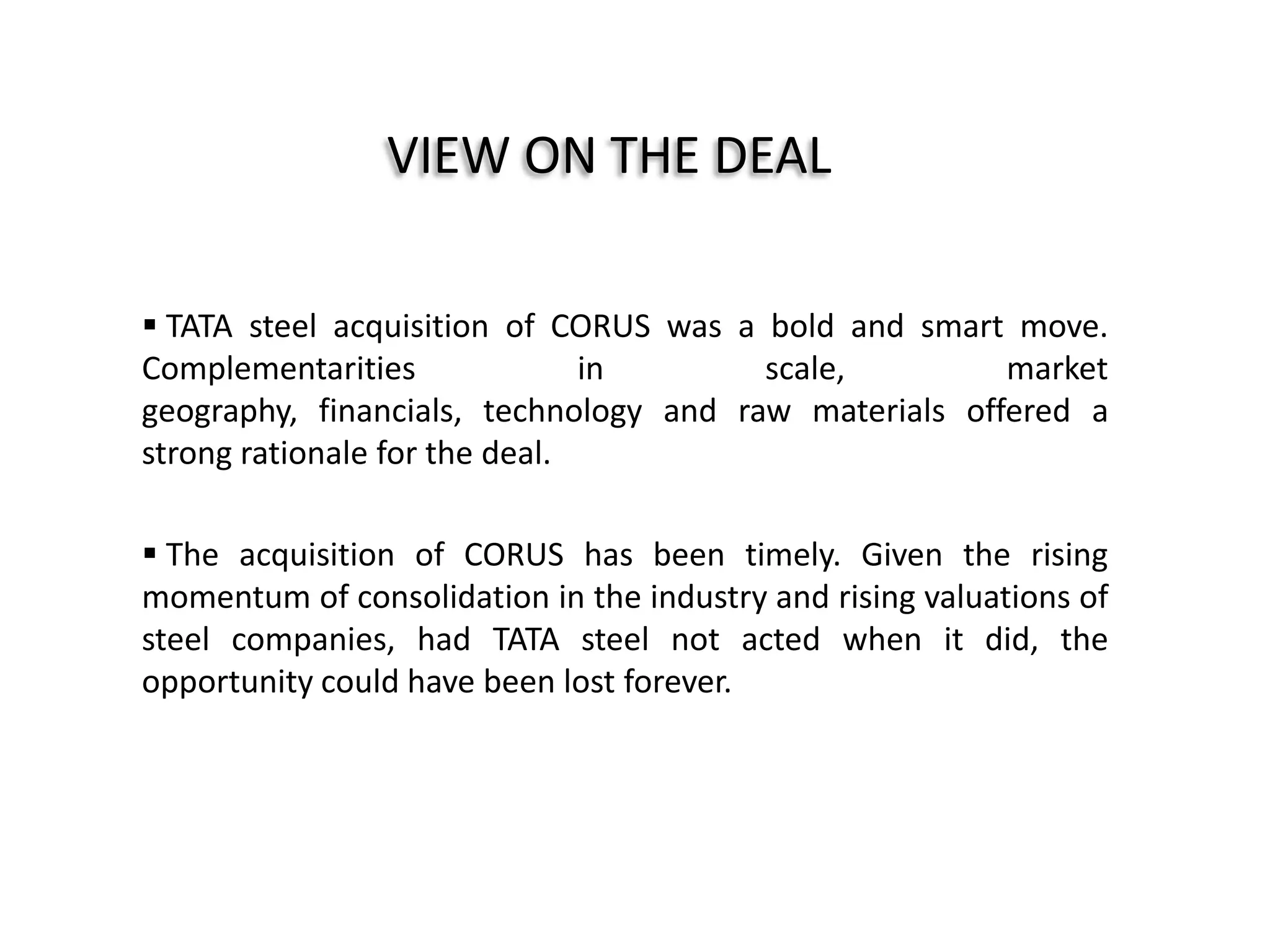 Tata corus m&a deal | PPTX