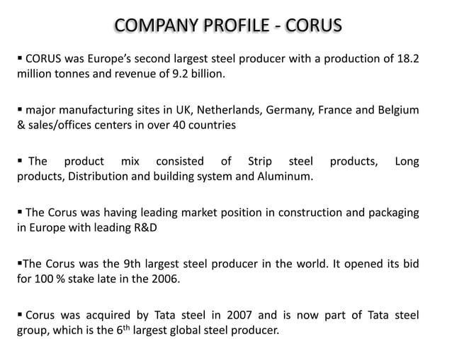 Tata corus m&a deal | PPTX
