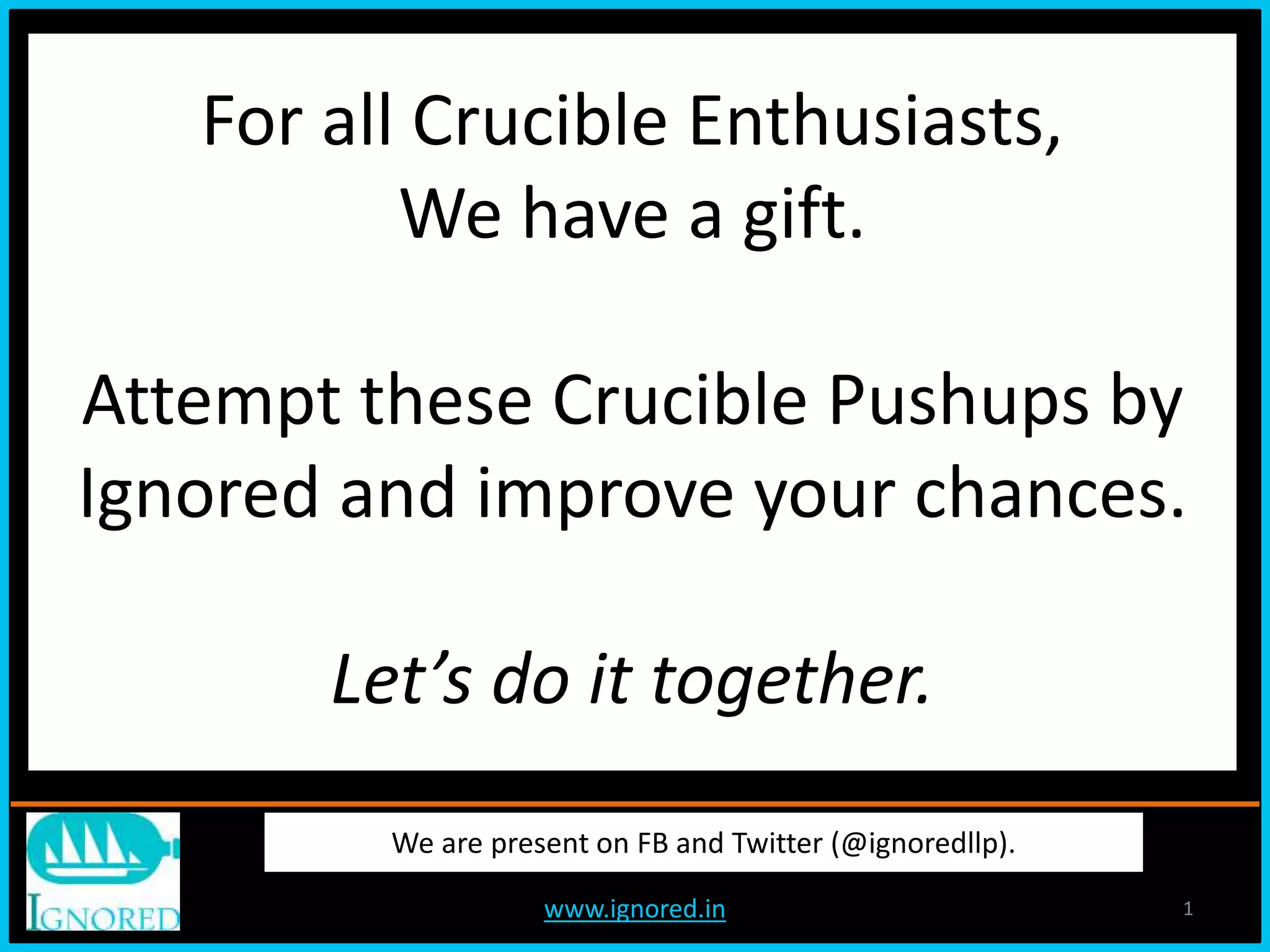 Tata crucible pushups1 for tccq 17 by ignored | PPT