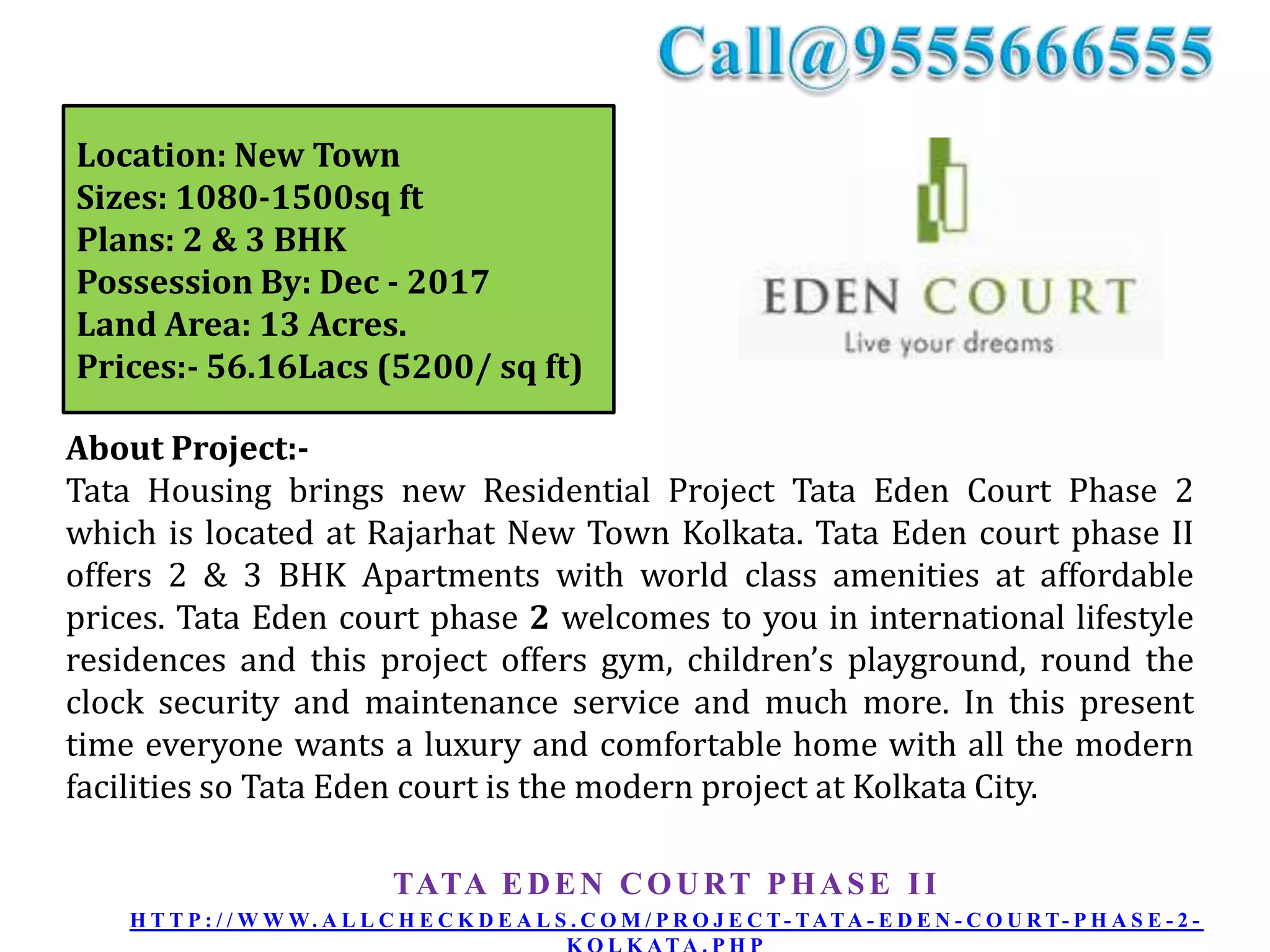 Tata Eden Court Phase 2 – New Housing Project at Kolkata Call ...