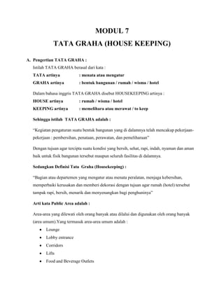 Tata graha (housekeeping) | DOCX