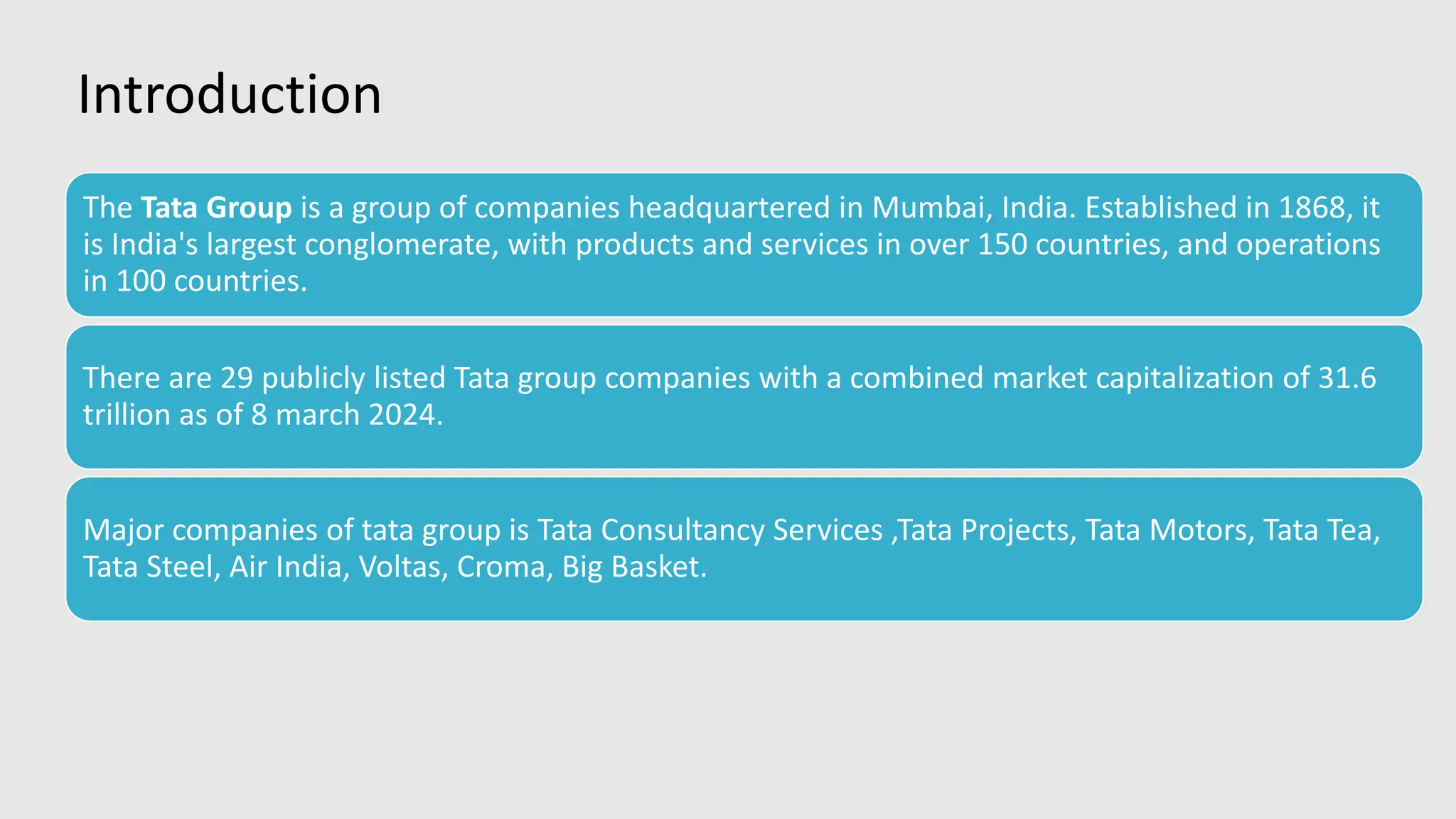 Tata Group /industries/ Ratan tata/history and present | PPTX