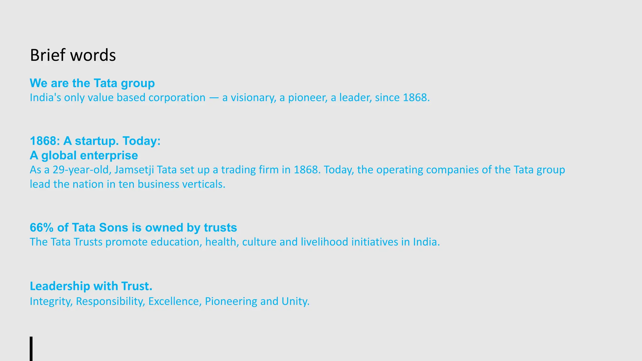 Tata Group /industries/ Ratan tata/history and present | PPTX