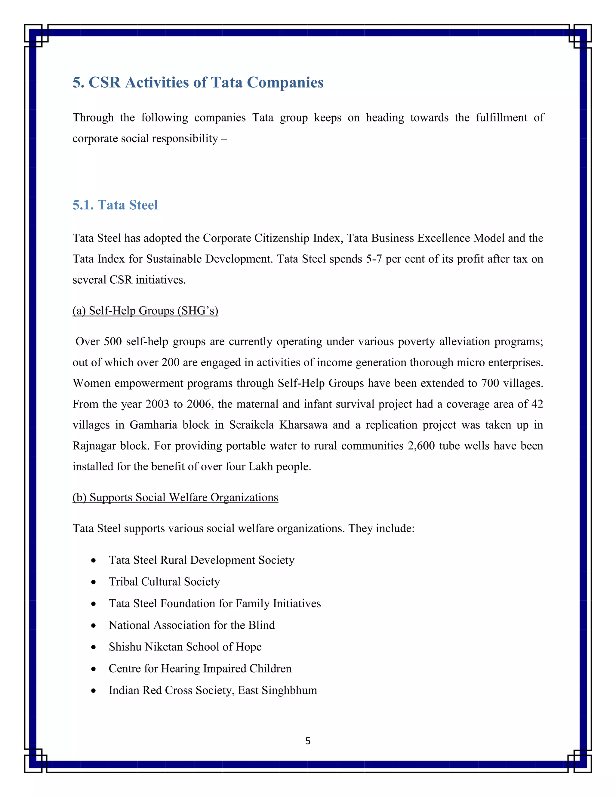 A Report On Corporate Social Responsibility : The Tata Group | PDF