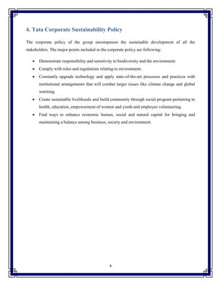 A Report On Corporate Social Responsibility : The Tata Group | PDF