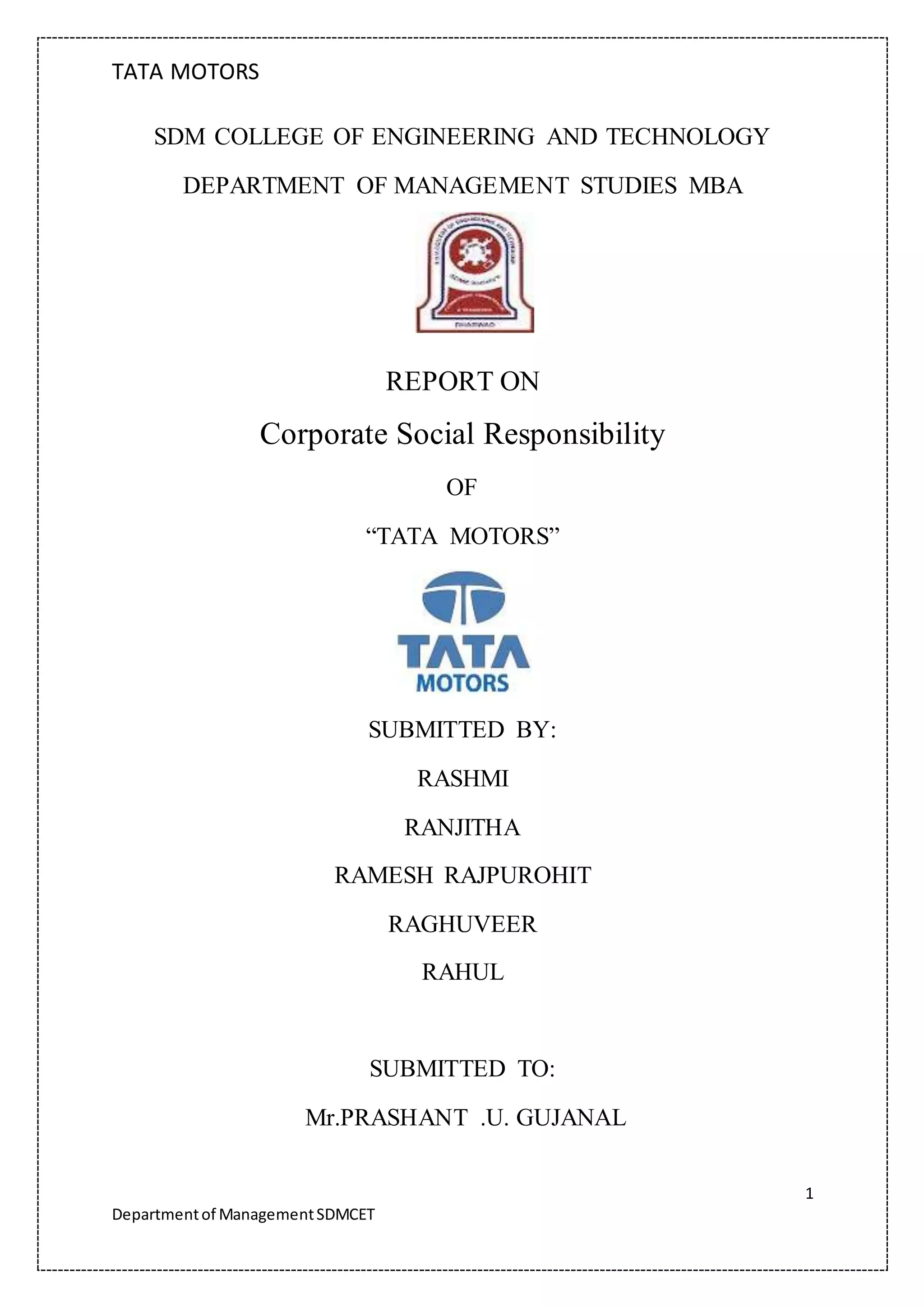Tata Motors CSR Report 2015-2016 | PDF