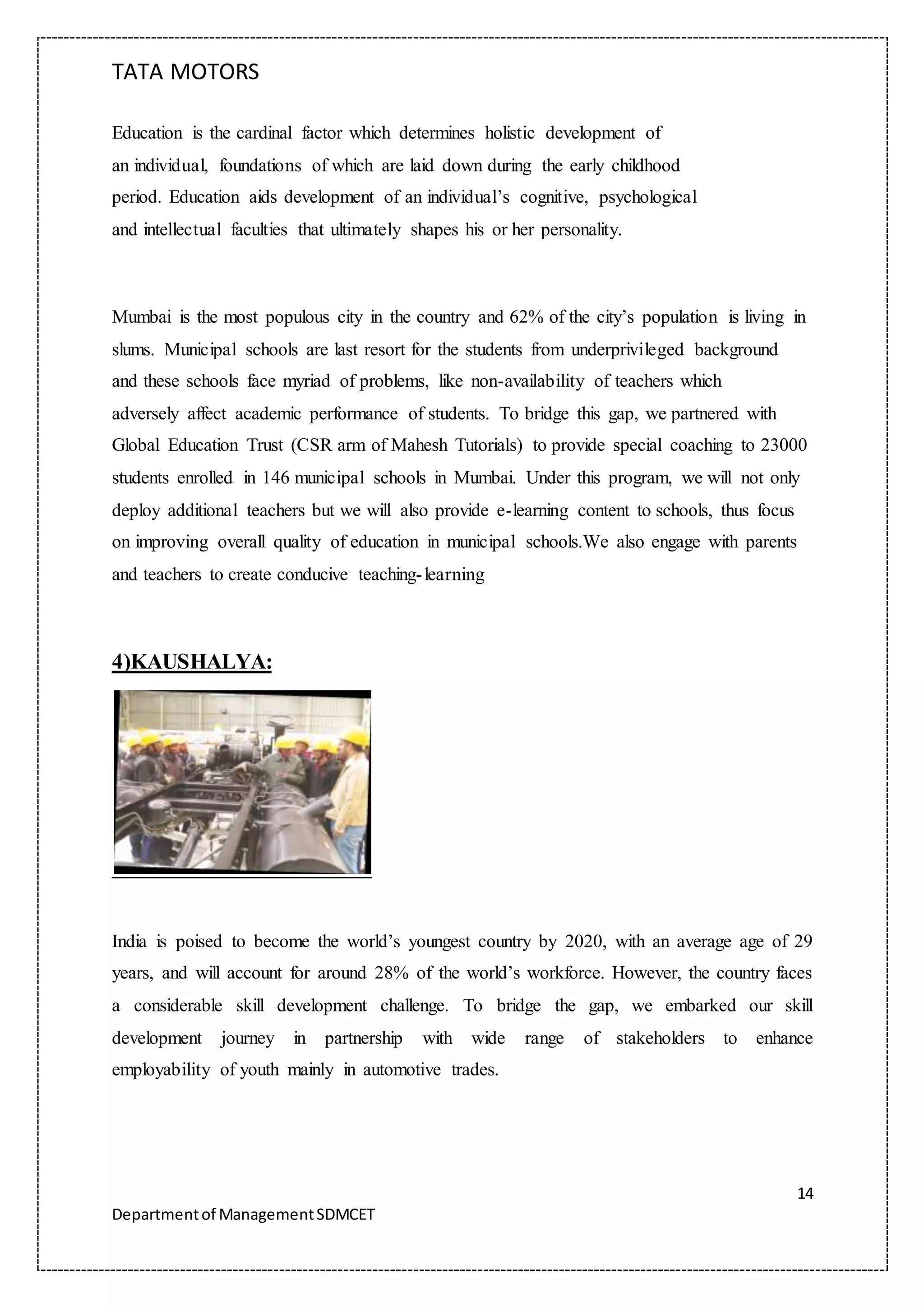 Tata Motors CSR Report 2015-2016 | DOCX