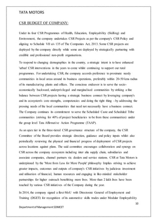 Tata Motors CSR Report 2015-2016 | PDF